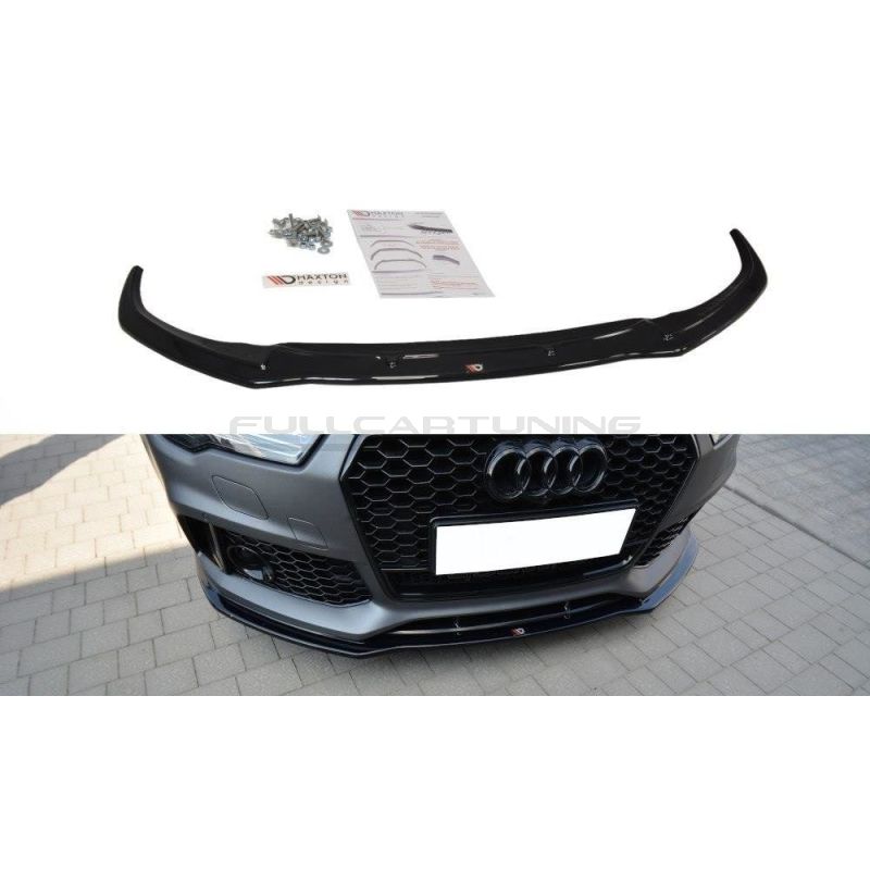 Maxton Front Bumper Lip V1 Gloss Black ABS Plastic Audi RS7 Facelift ...